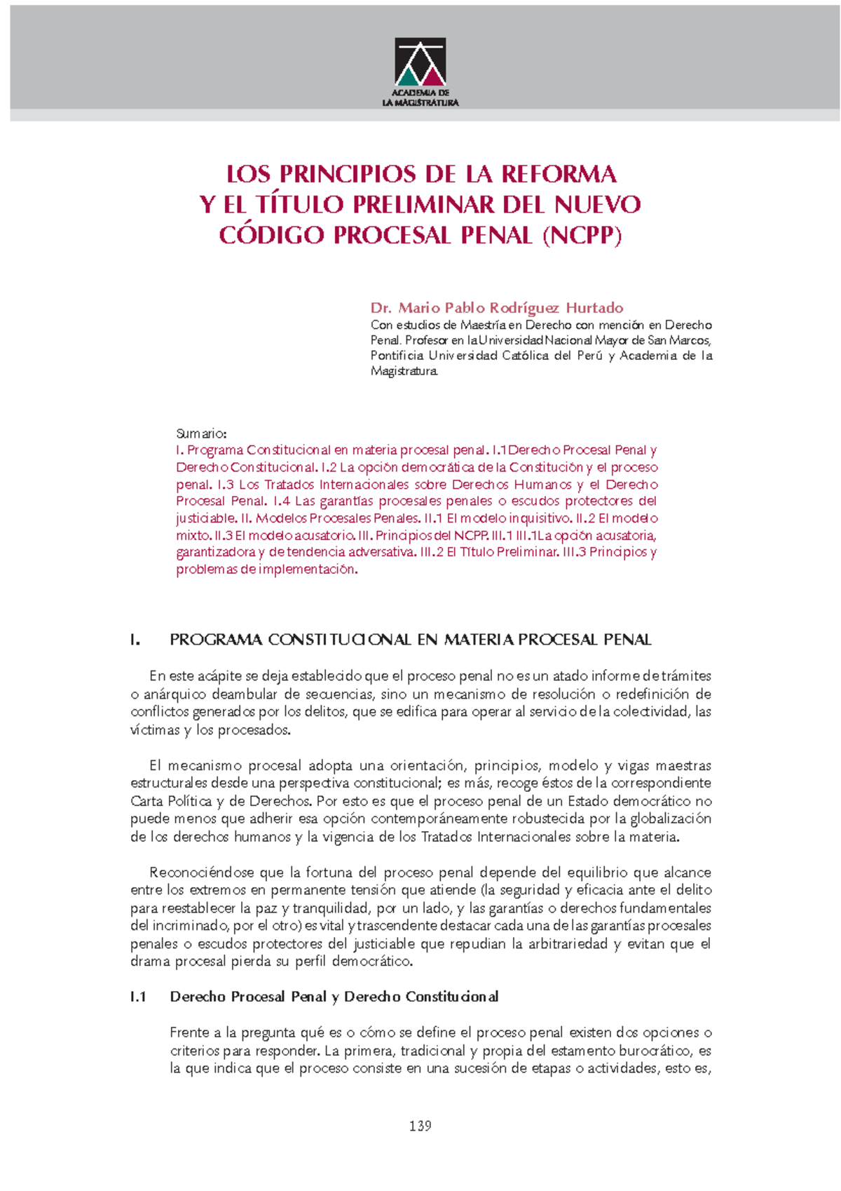 LOS Principios DEL NCPP - Dr. Mario Pablo Rodríguez Hurtado Con ...