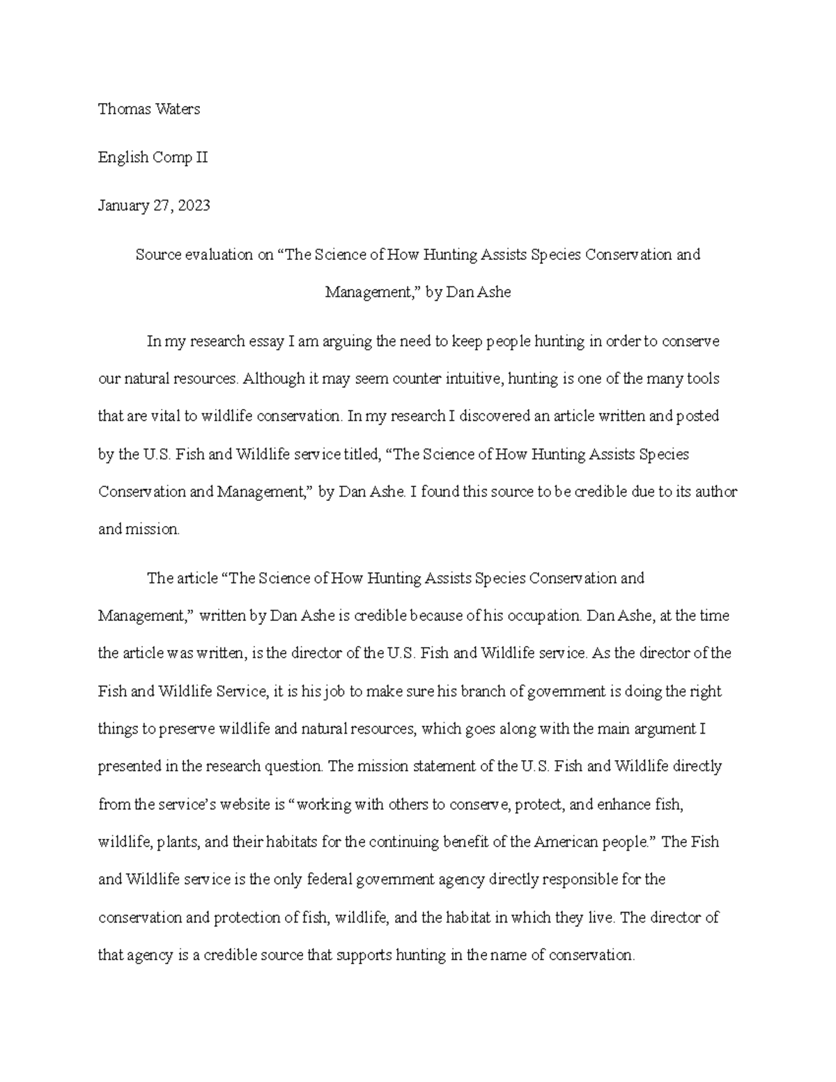 English Comp 2 2 - notes - Thomas Waters English Comp II January 27 ...