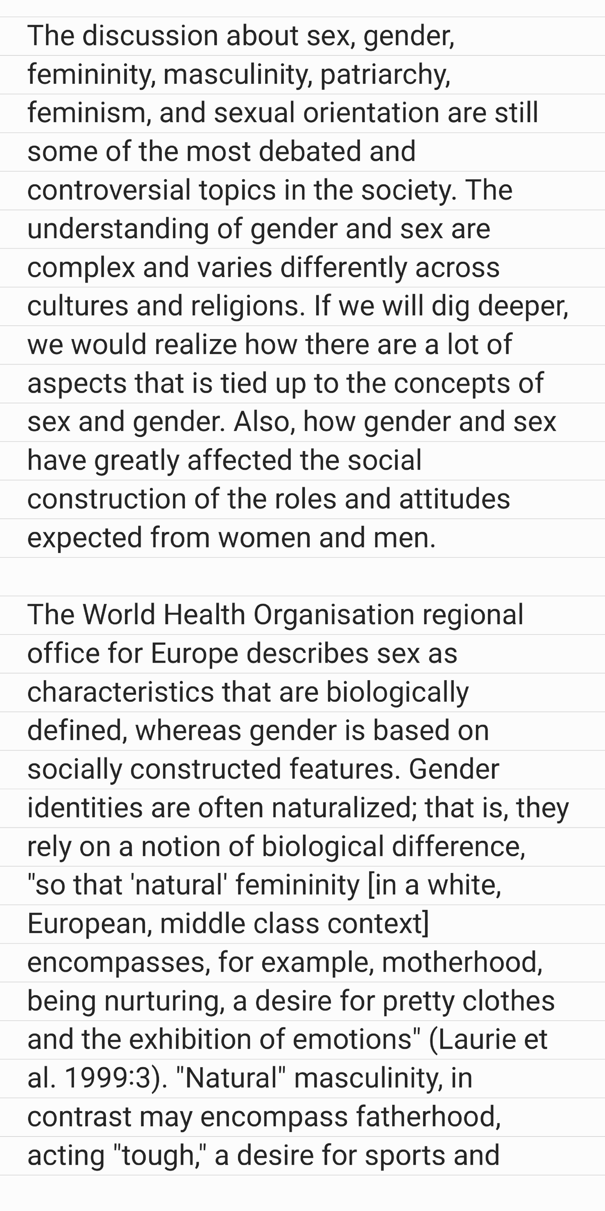 Sex and Gender - Social Psychology - Studocu