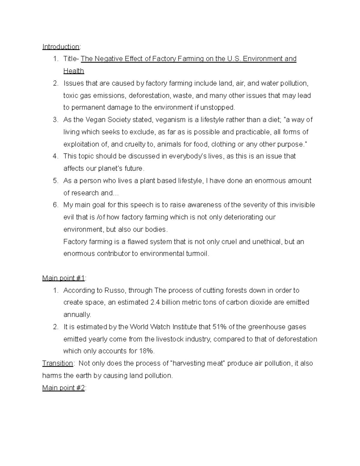 Speech #2 - Introduction: 1. Title- The Negative Effect of Factory ...