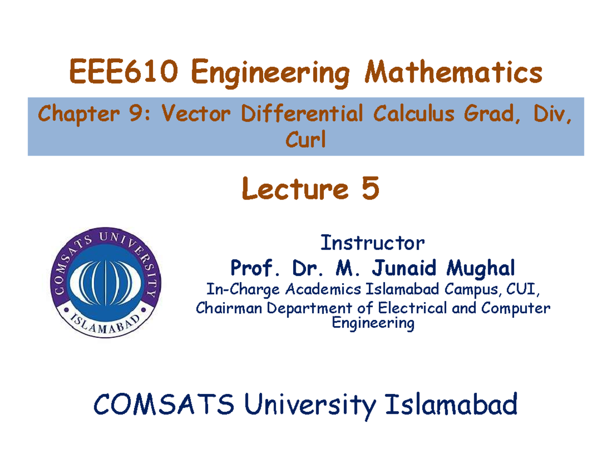 EEE610 Engineering Mathematics Lecture 5 - EEE610 Engineering ...