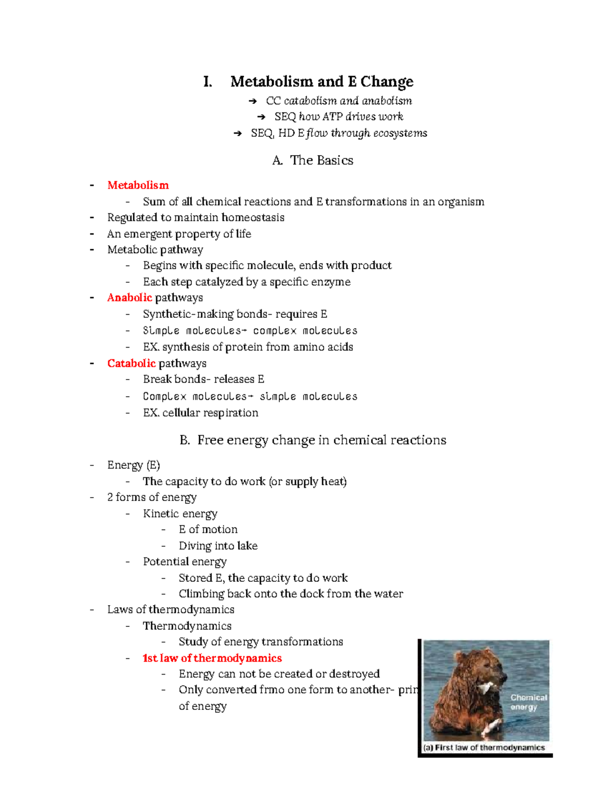 4.Metabolism - General Biology metabolism notes - I. Metabolism and E ...