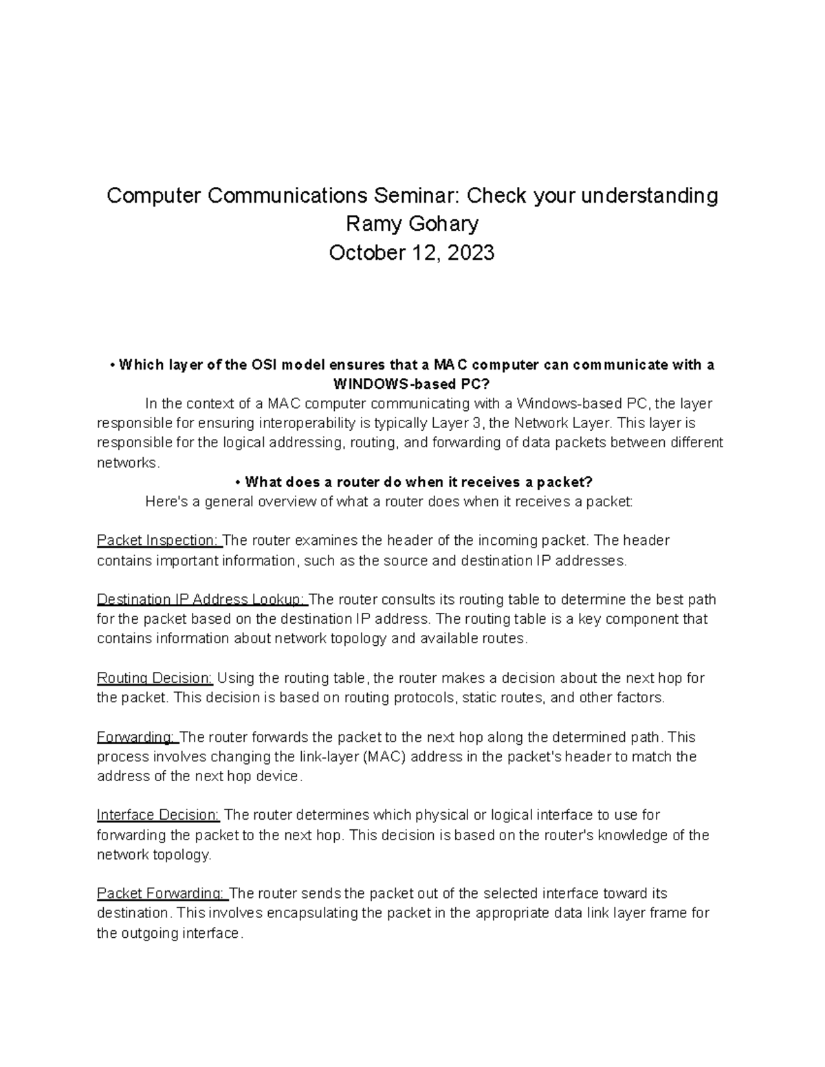 Lecture 6 Assignment - Computer Communications Seminar: Check your ...