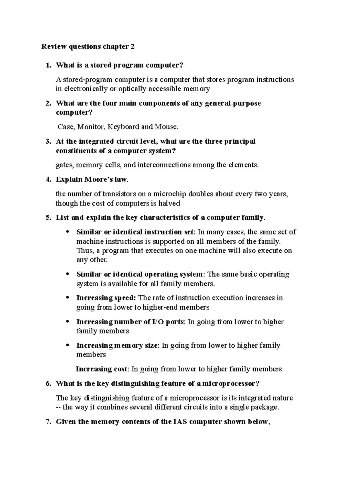 Review questions chapter 2 2 - What is a stored program computer? A ...