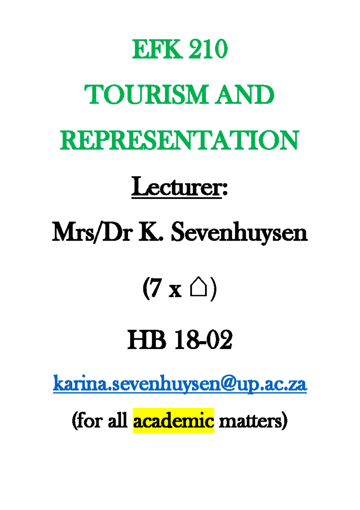 EFK210 Code Of Conduct 2024 - EFK 210 TOURISM AND REPRESENTATION ...