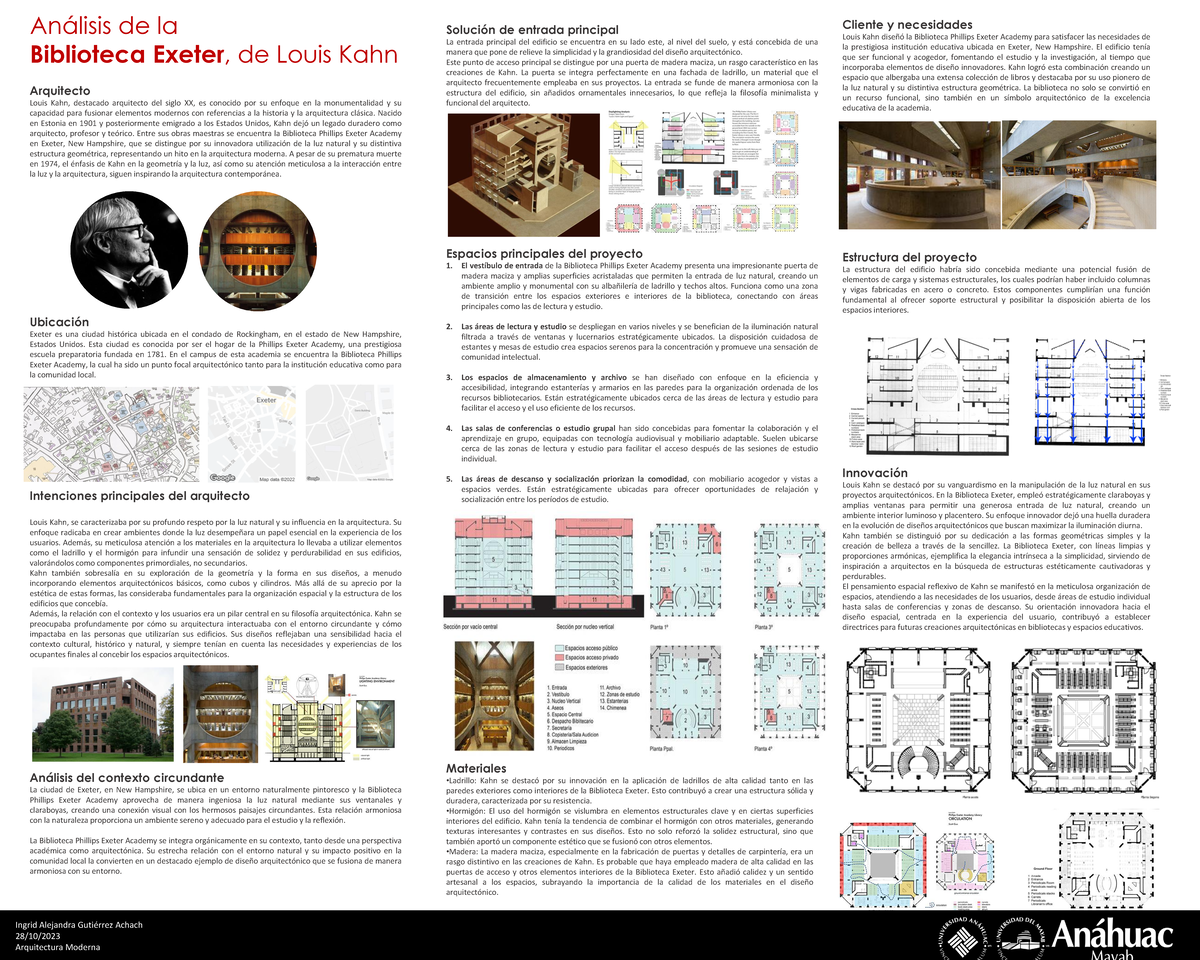 Actividad 20 IAGA - TAREA - Análisis de la Biblioteca Exeter, de Louis Kahn Arquitecto Louis ...