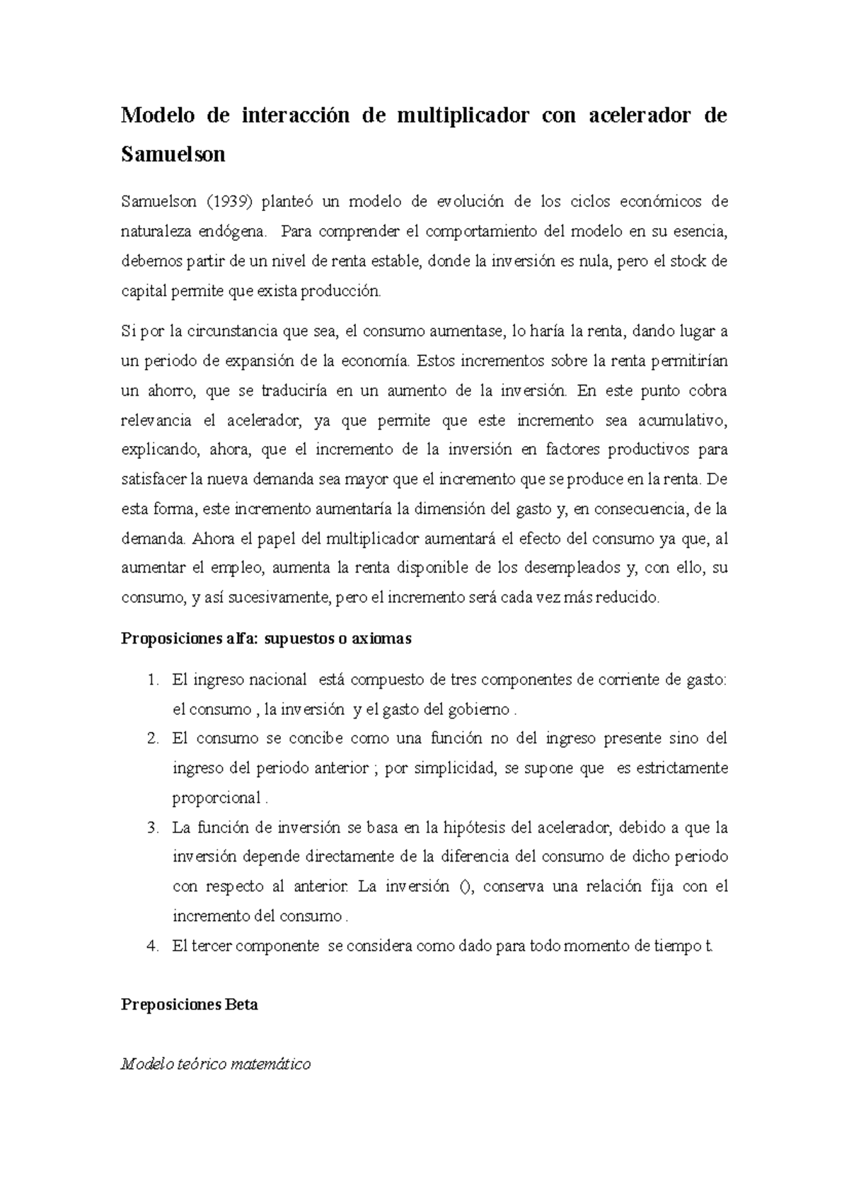 Samuelson - ascascas - Modelo de interacción de multiplicador con ...