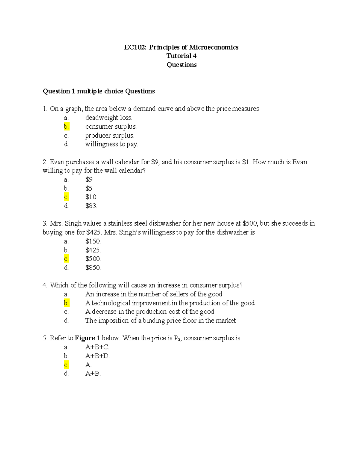 EC102 Tutorial 4 Questions - EC102: Principles of Microeconomics ...