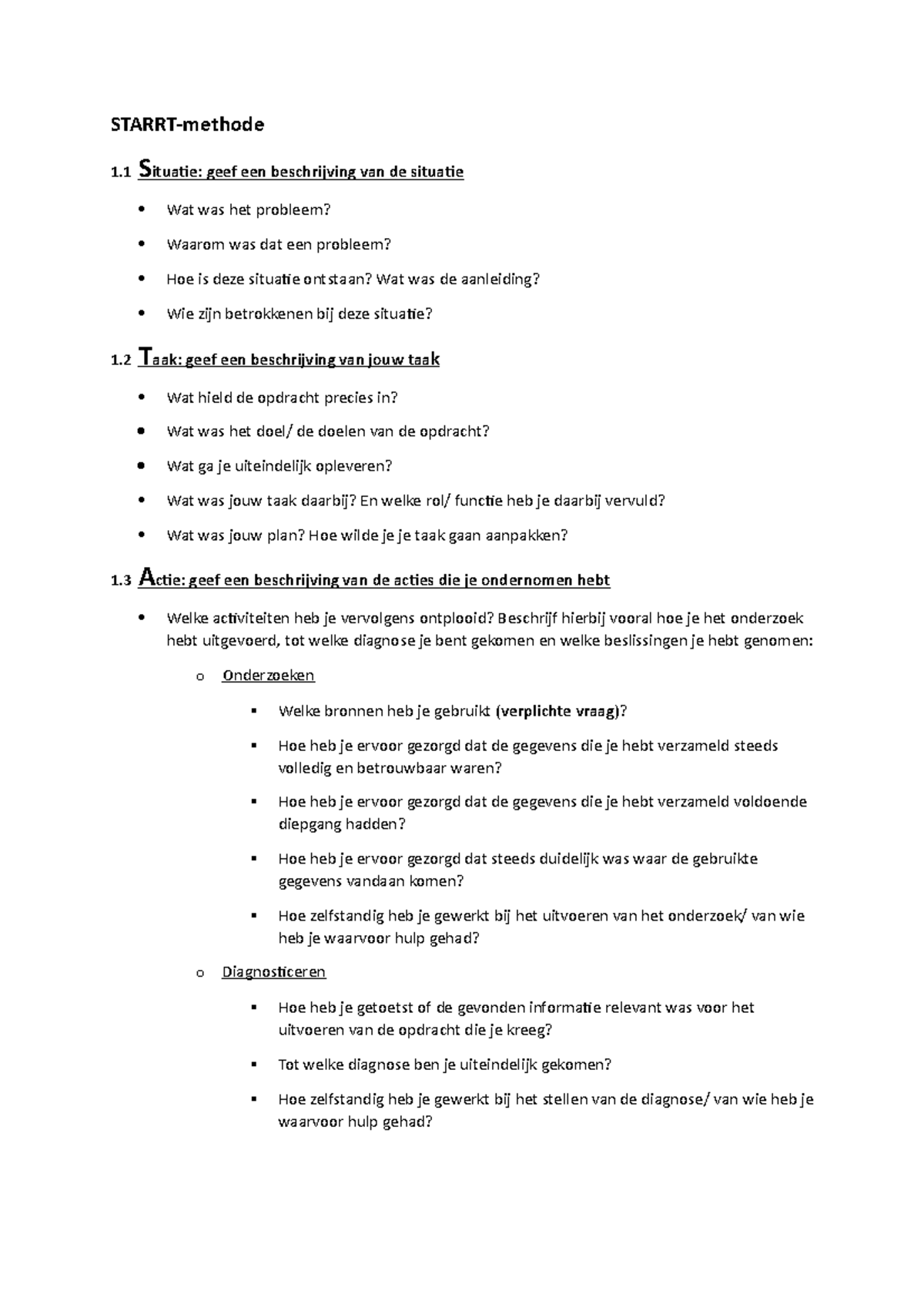 Starrt-methode formulier - STARRT-methode 1 S ituaie: geef een ...