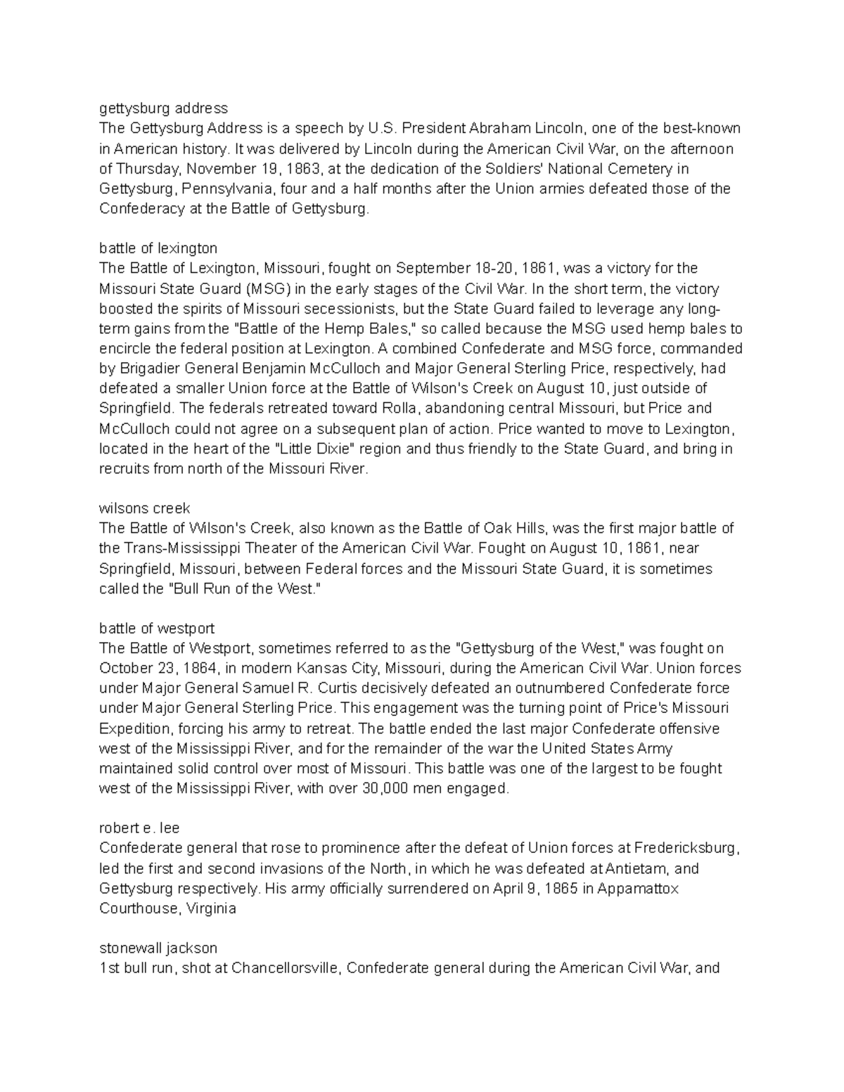 A11 - comparative world history - gettysburg address The Gettysburg ...