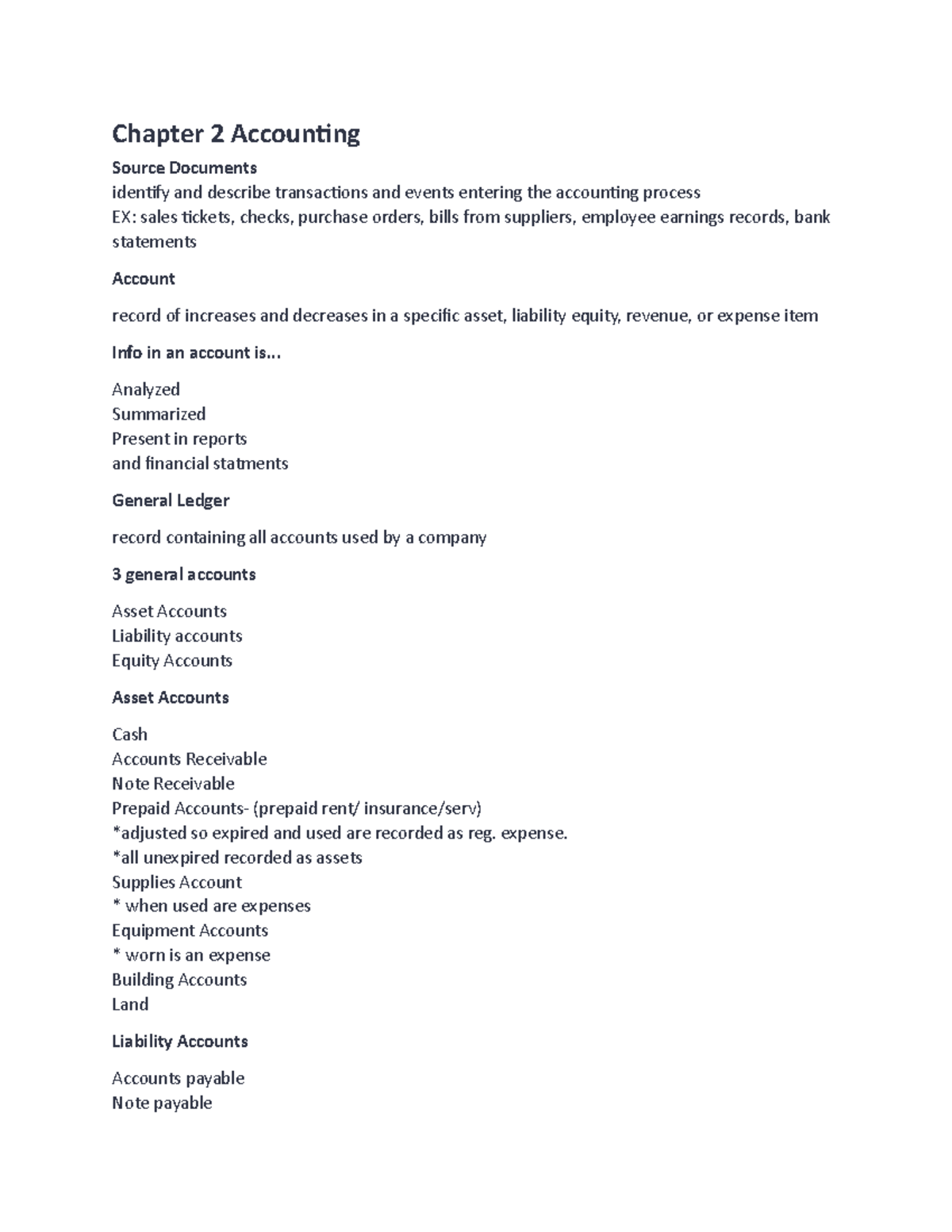 Chapter 2 Accounting - Chapter 2 Accounting Source Documents identify ...
