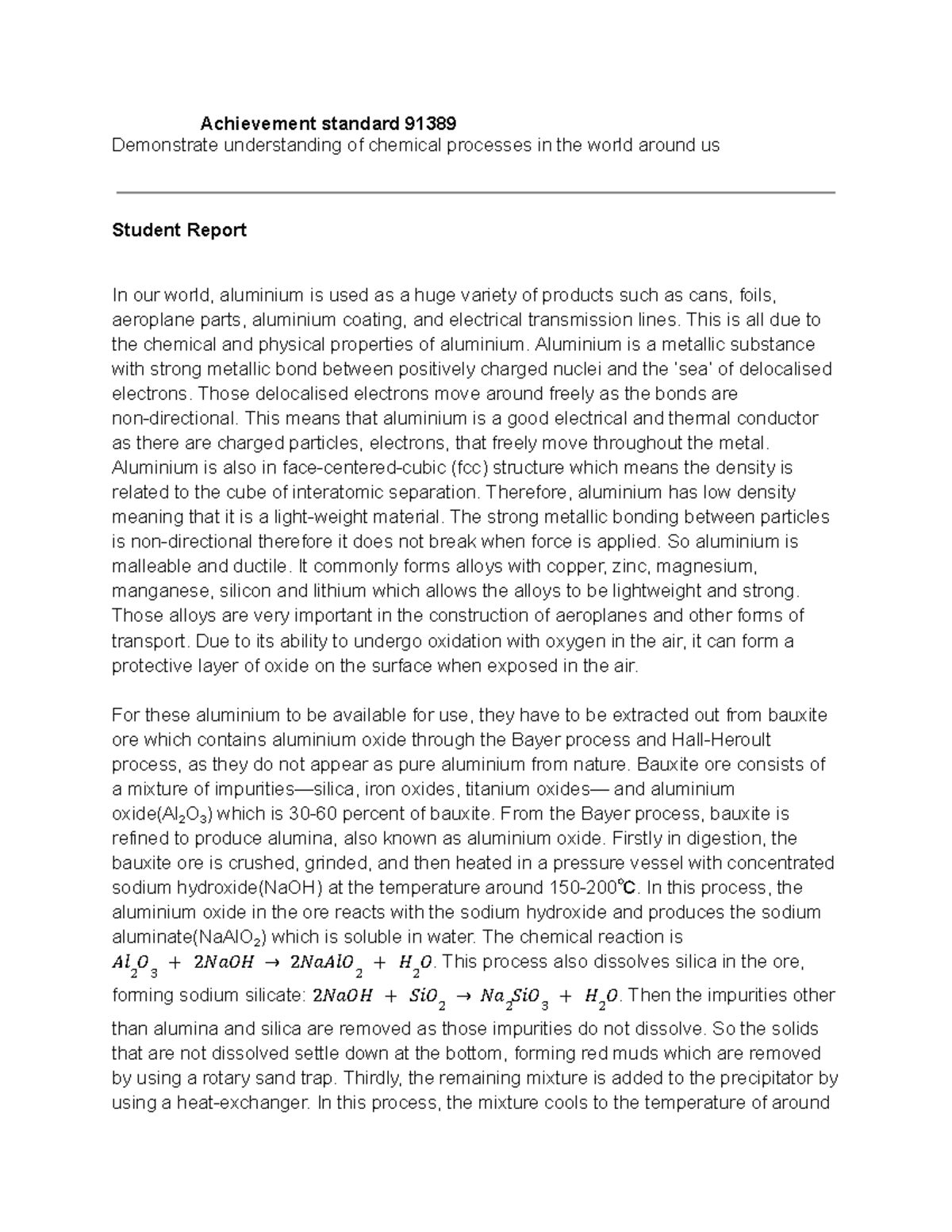 NCEA Level 3 91389 Chemical Processes in the World Around Us ...