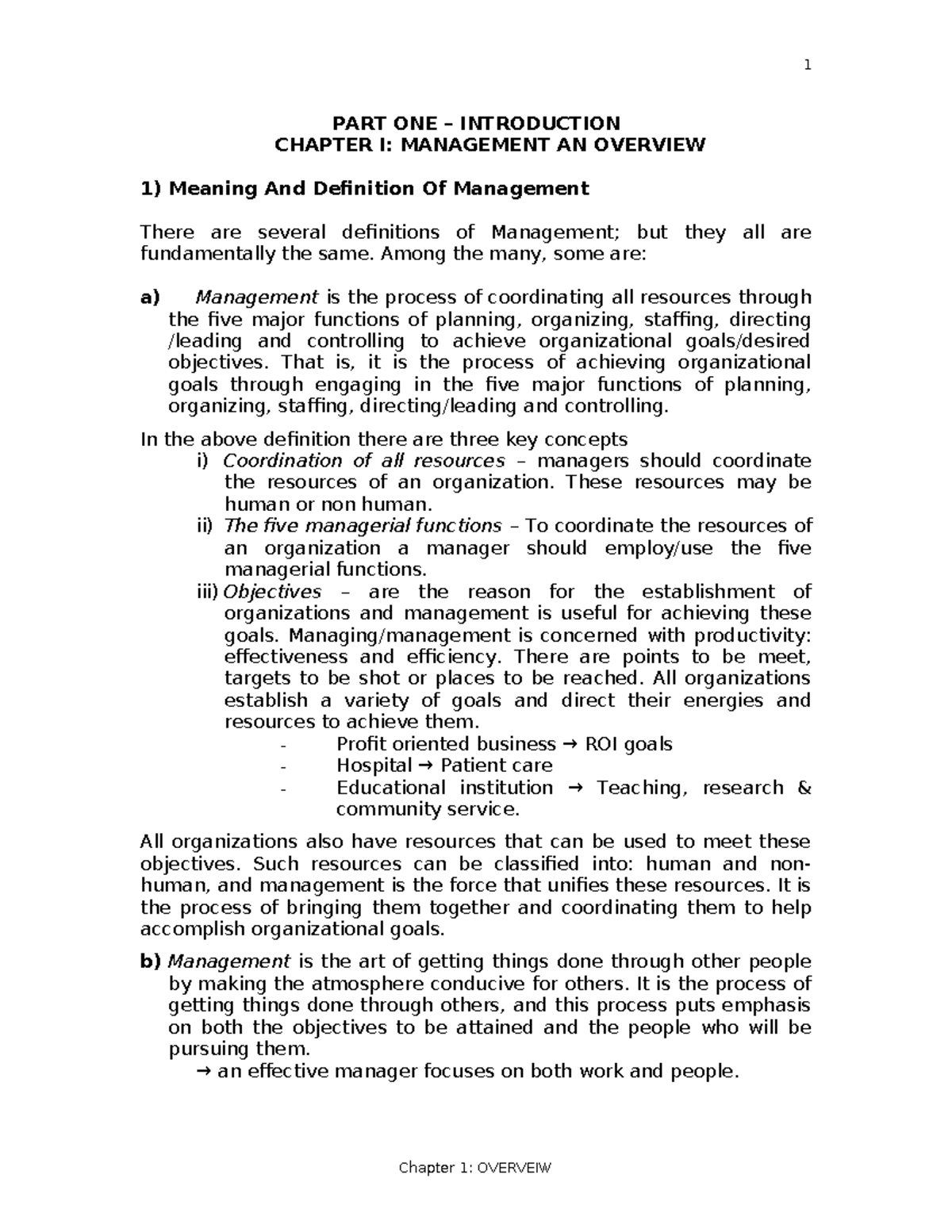 Chapter 1 - Group assignments - PART ONE – INTRODUCTION CHAPTER I ...