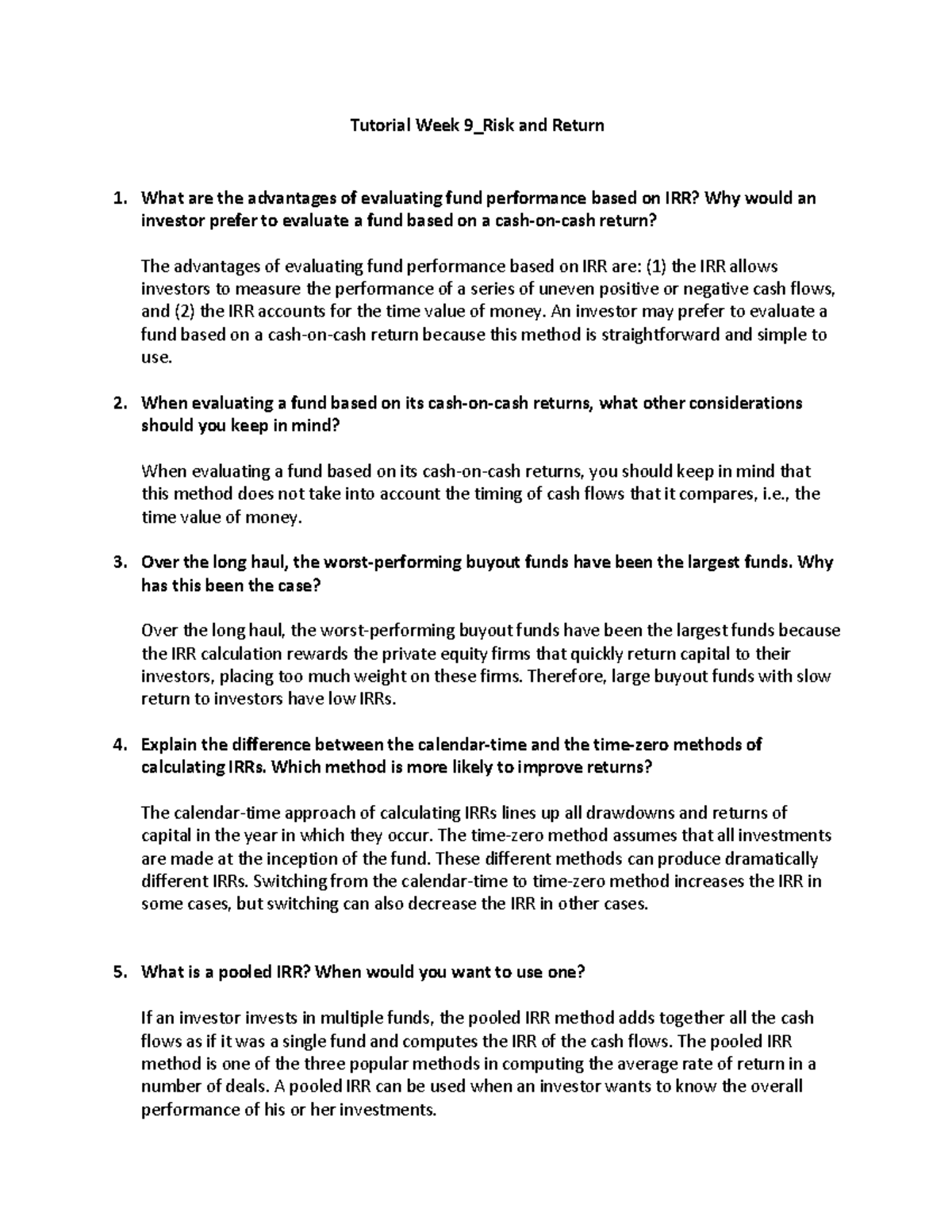 Week 9 Tutorial Answer Warning Tt Undefined Function 32 Tutorial Week 9risk And Return