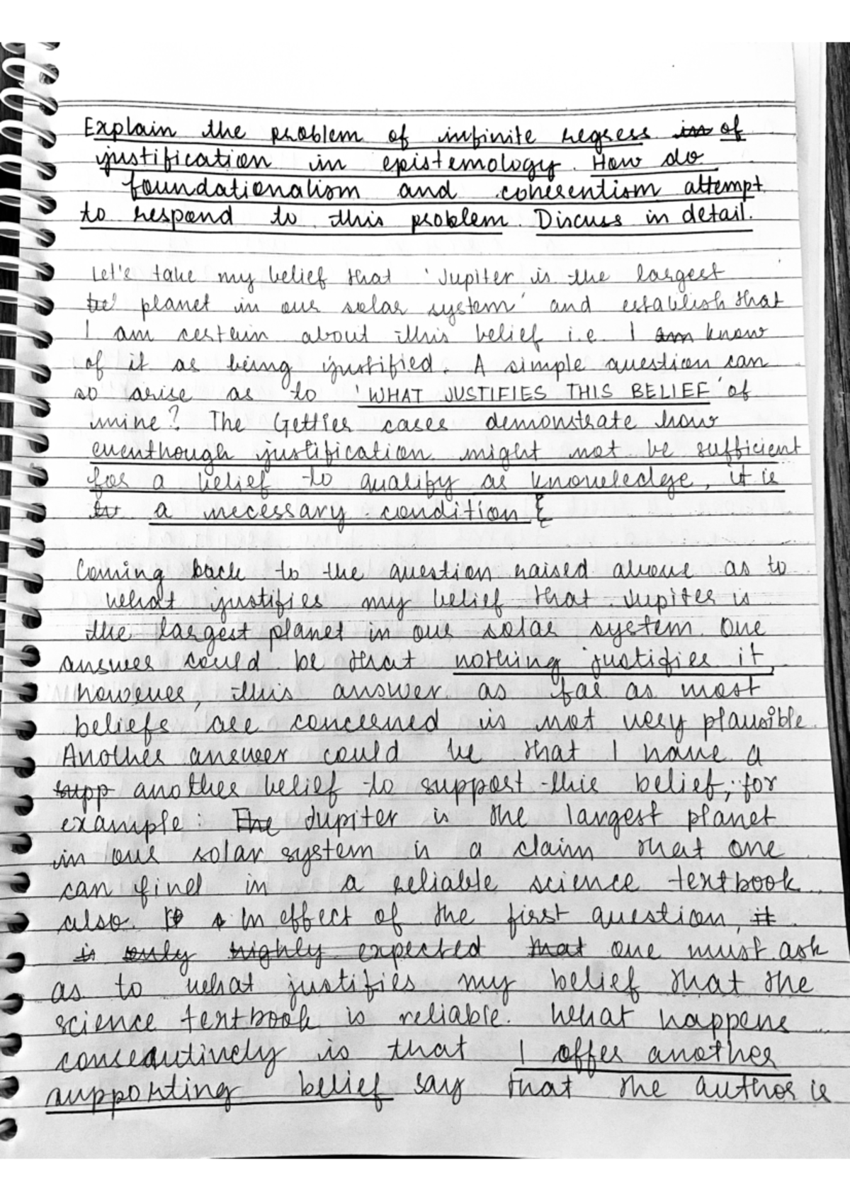 Knowledge & Skepticism - Explain the problem of infinite regress in of ...