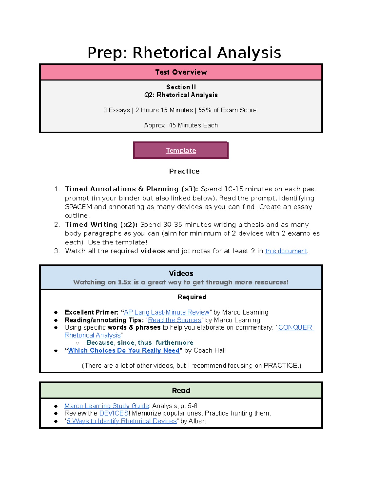 Prep Rhetorical Analysis - Prep: Rhetorical Analysis Test Overview ...