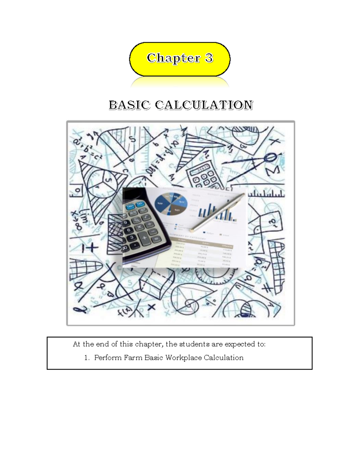 Module Chapter 3 (Agriculture) - At the end of this chapter, the ...
