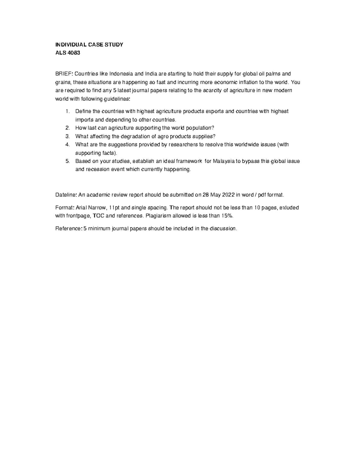 Individual CASE Study - tutor - INDIVIDUAL CASE STUDY ALS 4083 BRIEF ...