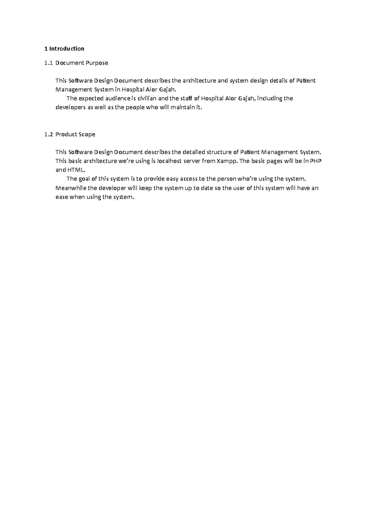 1 Introduction for SDS report - 1 Introduction 1 Document Purpose This ...