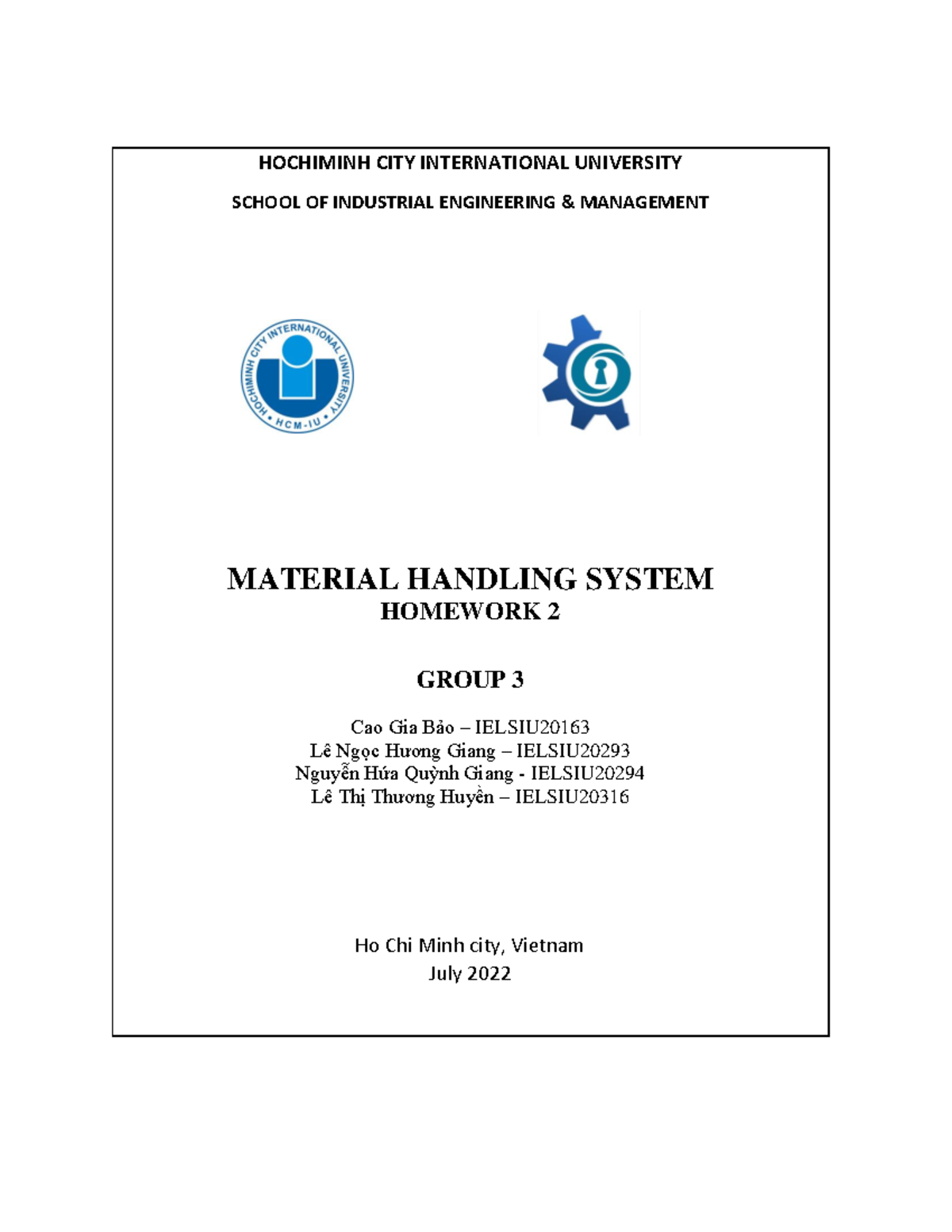 HW2 AGV Group 3 - Hsjsjsj - HOCHIMINH CITY INTERNATIONAL UNIVERSITY ...