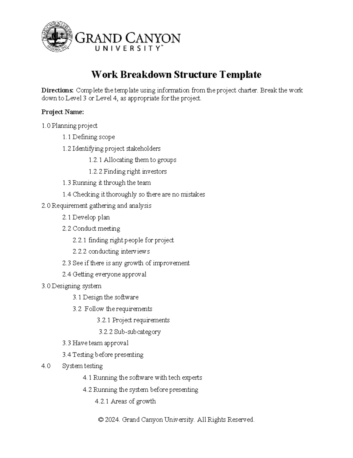 Work breakdown tempelate - Work Breakdown Structure Template Directions ...