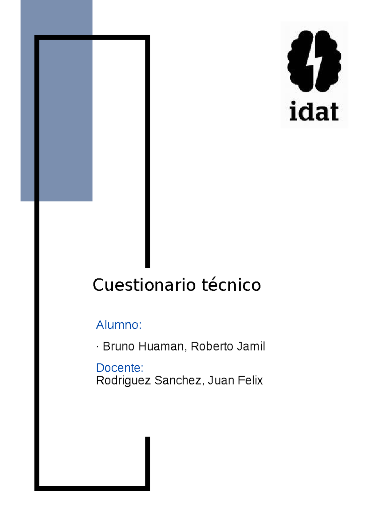 Cloum computing trabajo - Cuestionario técnico Alumno: · Bruno Huaman ...