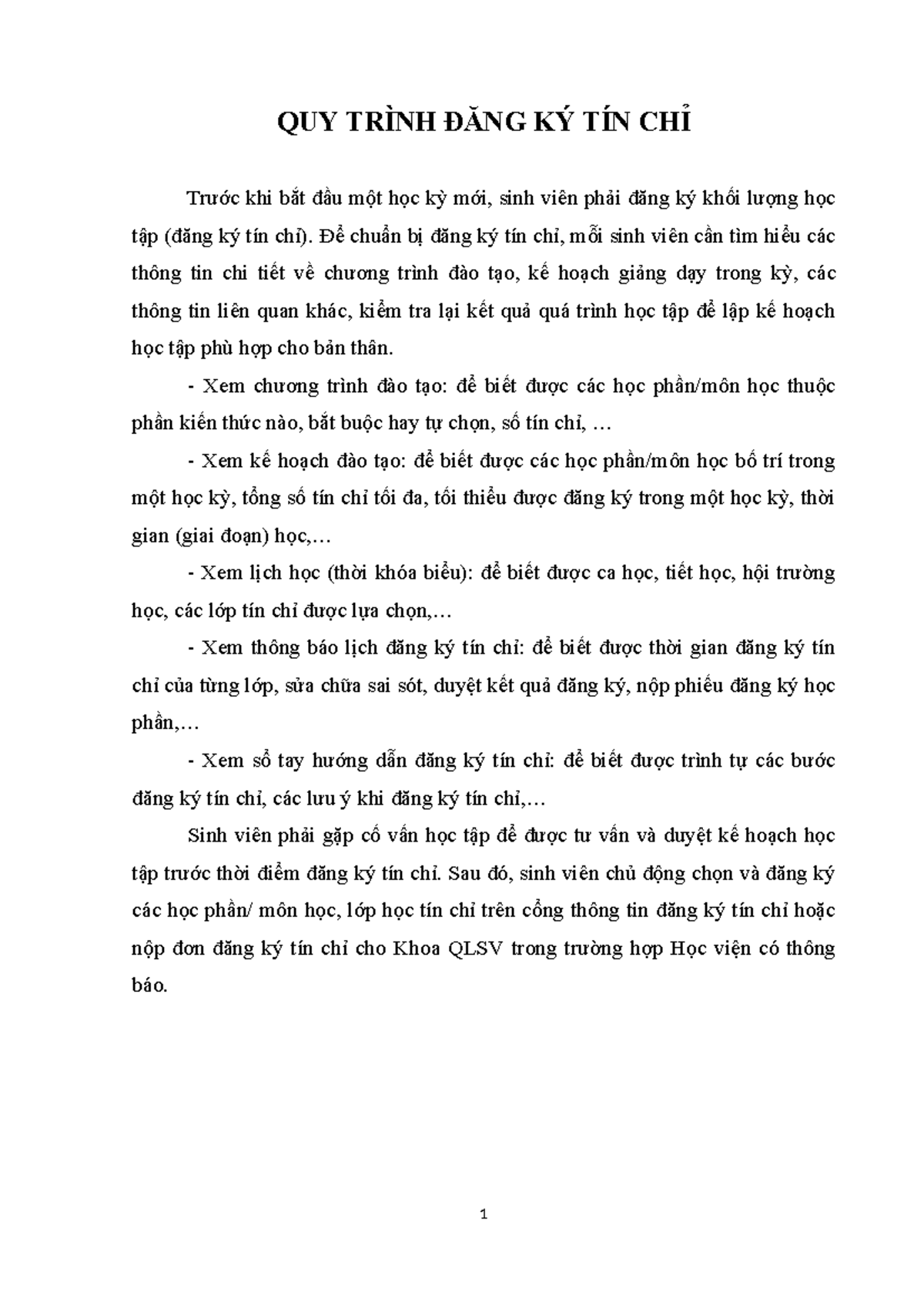 Quy trinh Dang ky tin chi - CVHT duyet ket qua dang ky - QUY TRÌNH ĐĂNG KÝ TÍN CHỈ Trước khi bắt ...