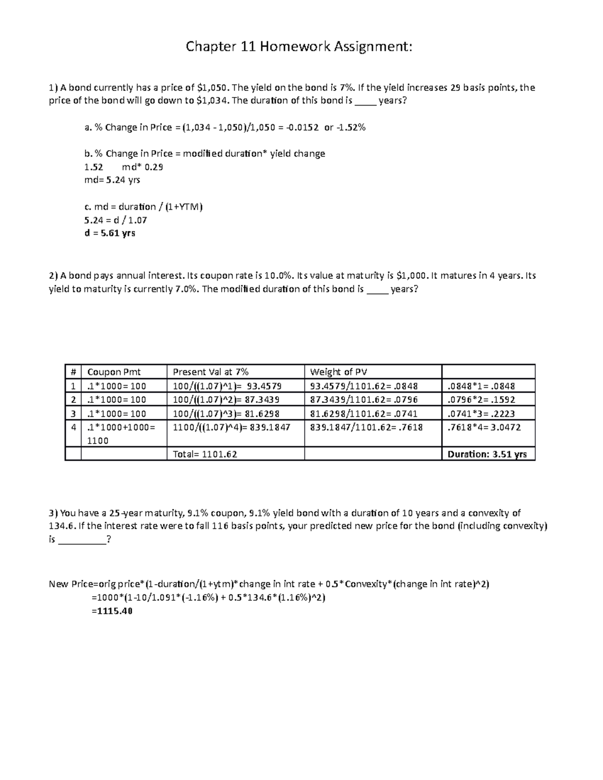 FIN 4600- Ch 11 HW- Robert Uptegraff - Chapter 11 Homework Assignment ...