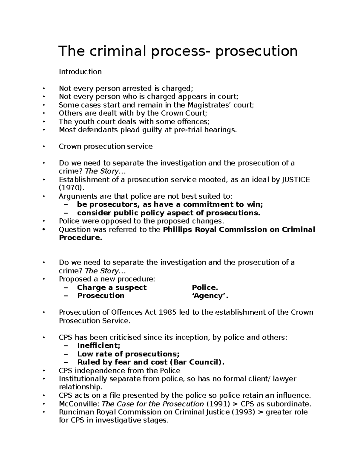 The criminal process part 2 - The criminal process- prosecution ...