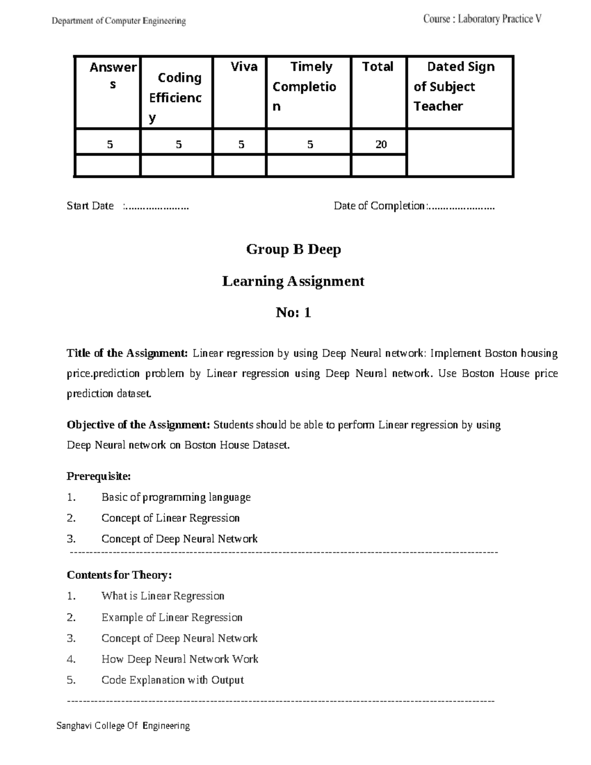 Grp Bdeep - Answer s Coding Efficienc y Viva Timely Completio n Total Dated Sign of Subject ...