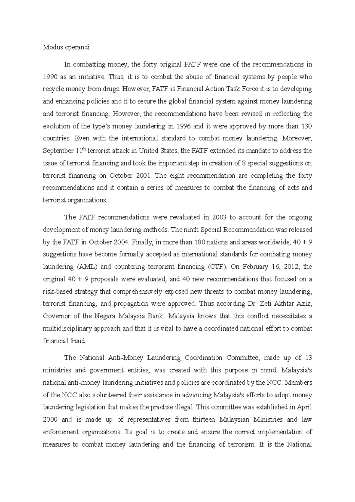 Modus operandi - REFERENCES FOR STUDENTS - Modus operandi In combatting ...