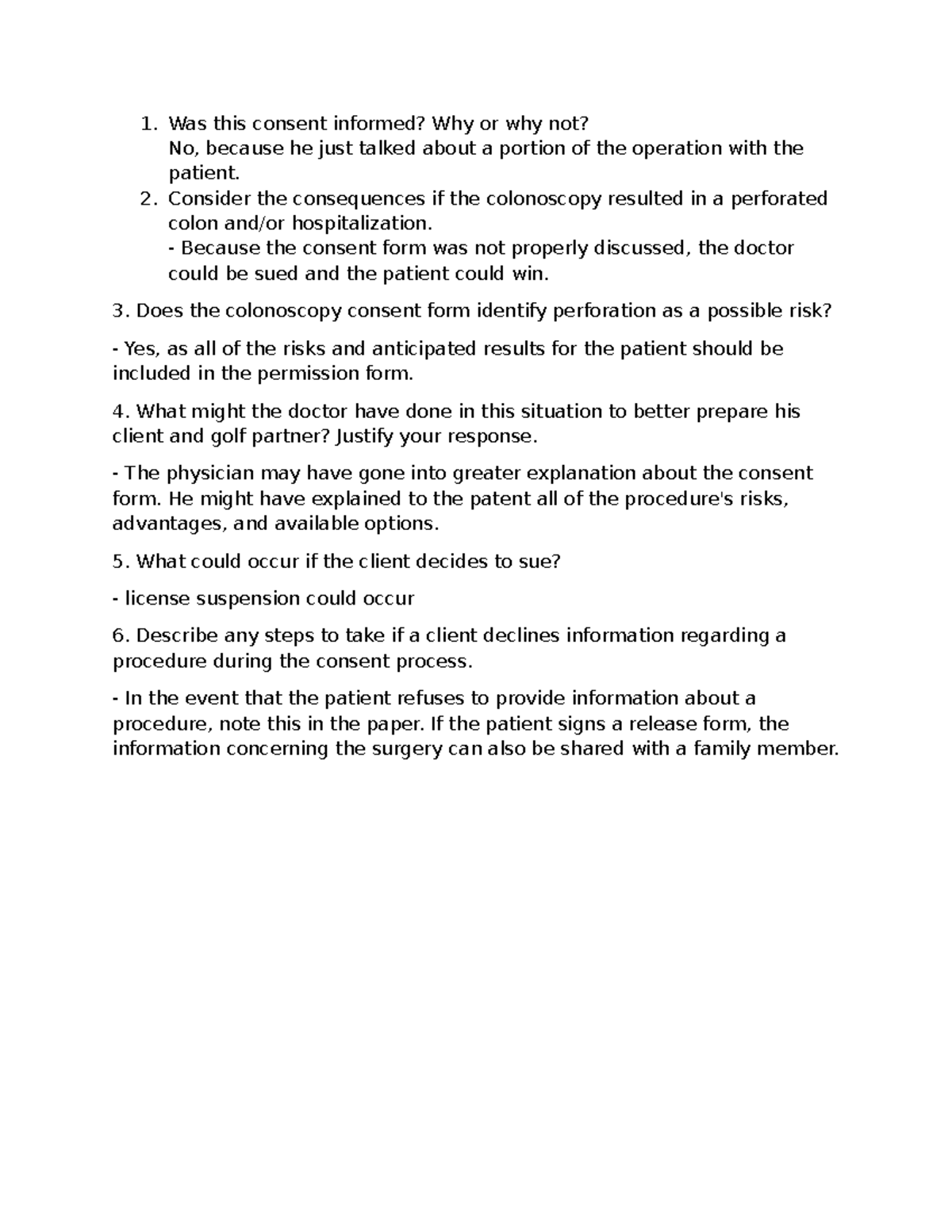 Chapter 8 assignment - nnjk n - Was this consent informed? Why or why ...