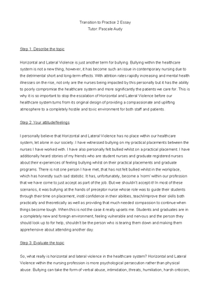 Critical incident reflection - Nurs3028: Transition to Practice 2 ...