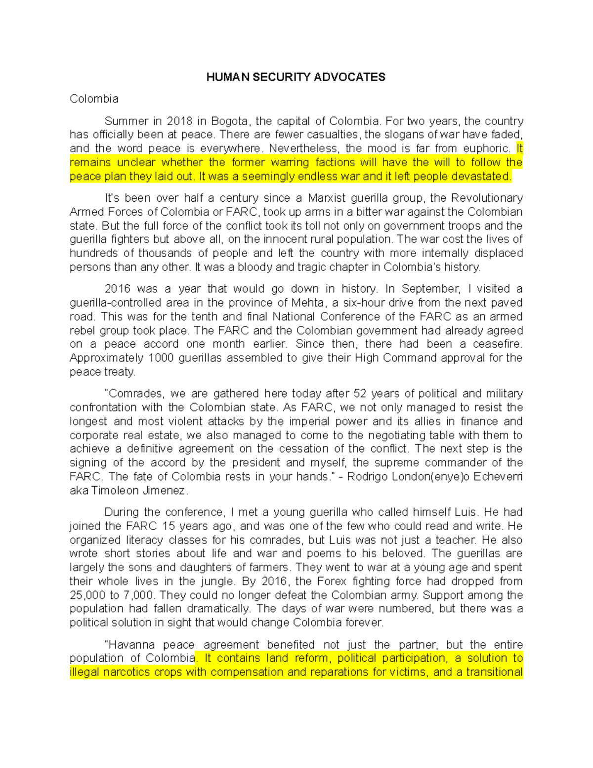 Movie Documentary Transcript - About War - HUMAN SECURITY ADVOCATES ...