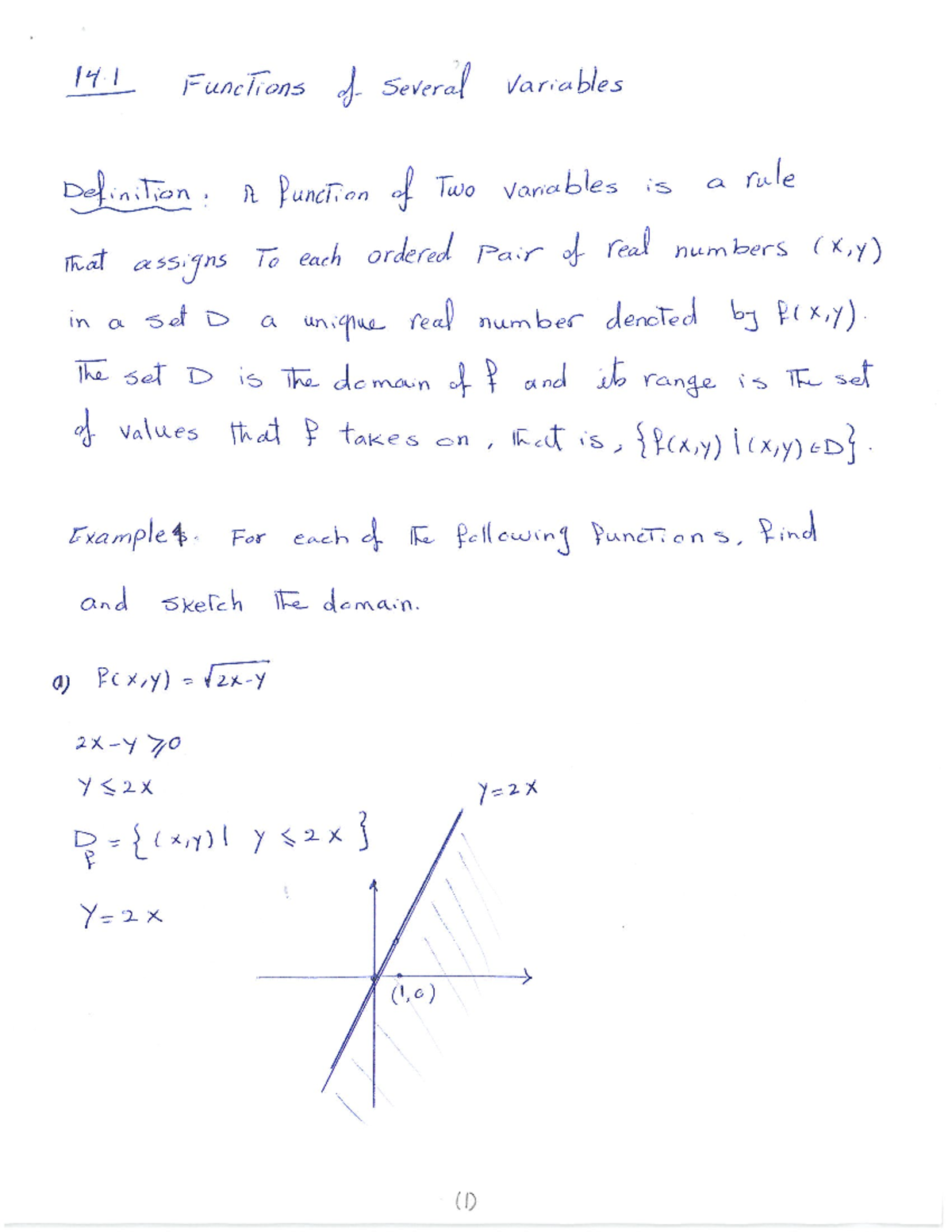 Lecture 1, Functions of Two Variables - Math209 - Studocu