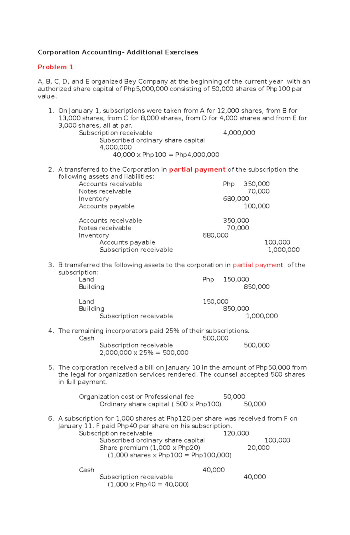 Corporation Accounting Additional Exercises - On January 1 ...