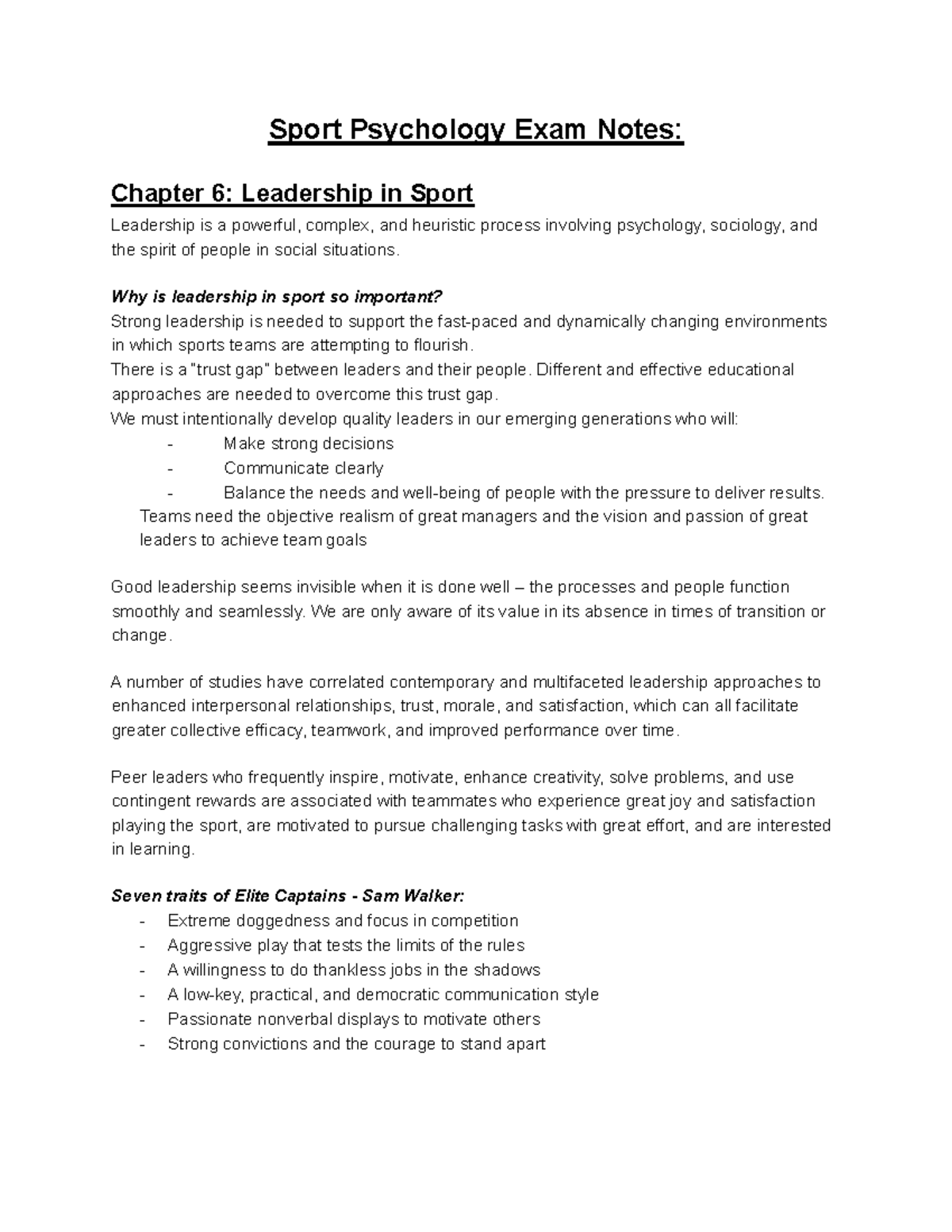 Sport Psychology Exam Notes - Sport Psychology Exam Notes: Chapter 6 ...