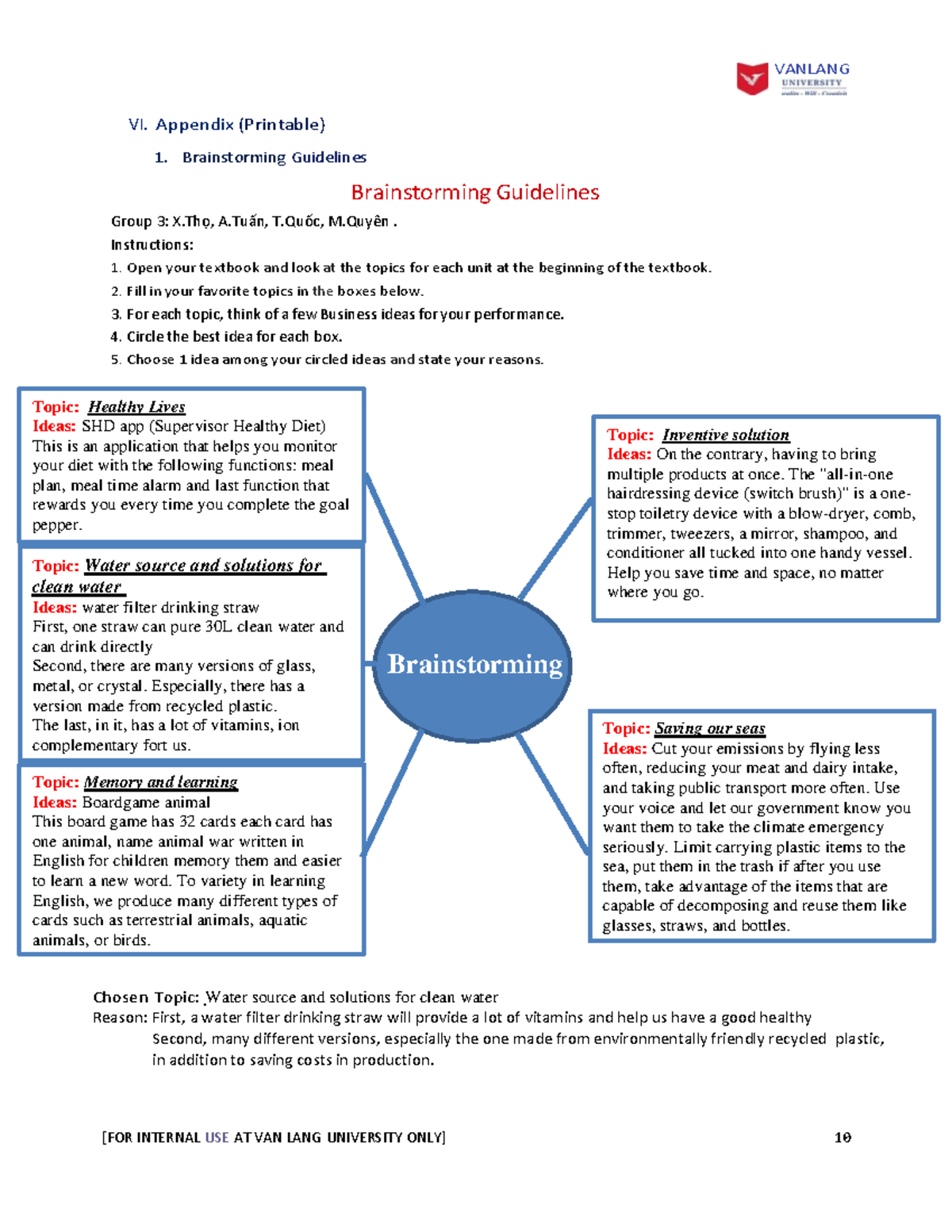 Brainstorming Guideline Group 3 - VANLANG VI. Appendix (Printable) 1 ...