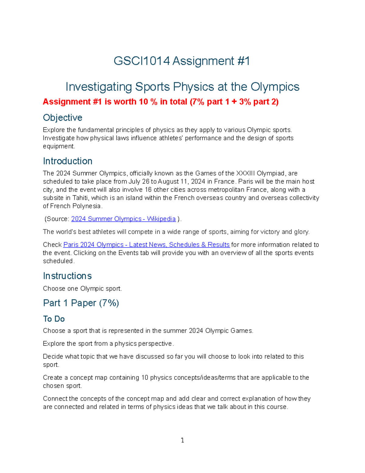 GSCI1014 Assignment-1 - GSCI1014 Assignment Investigating Sports ...