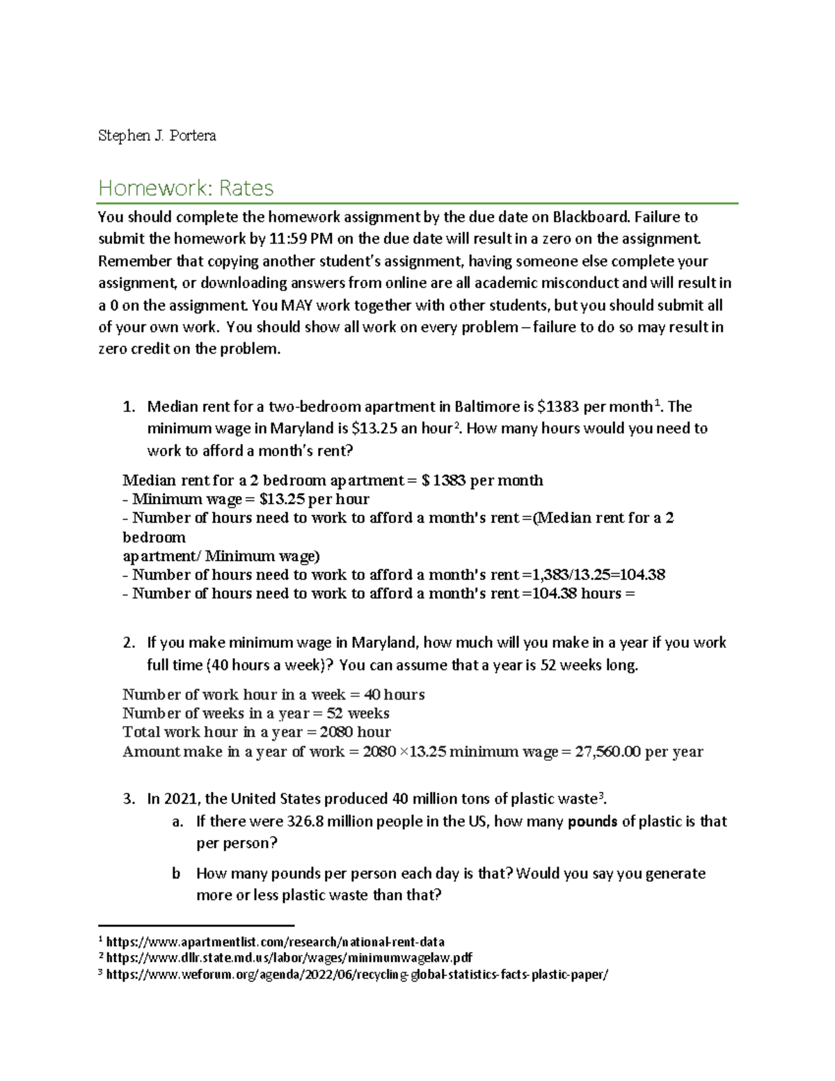 135 Homework 1.2 Rates - Stephen J. Portera Homework: Rates You should ...