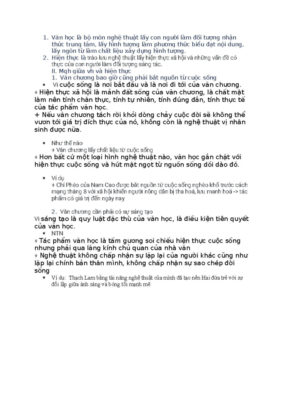 Mqh giữa văn học và hiện thực - 1. Văn học là bộ môn nghệ thuật lấy con ...