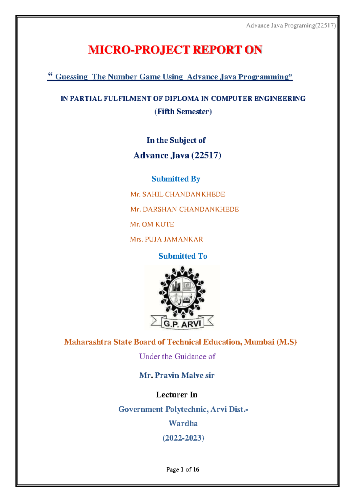 Drashan microproject - “ Guessing The Number Game Using Advance Java Programming” IN PARTIAL ...