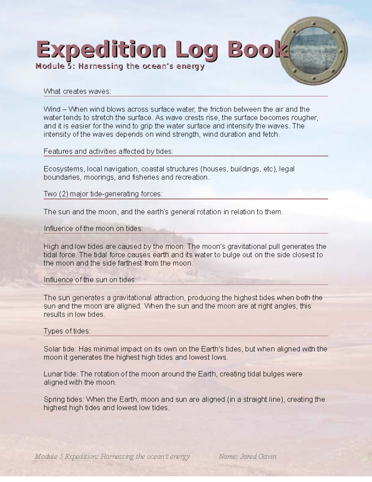 Log Book 5 - ssss - Expedition Log BookExpedition Log Book Module 5 ...