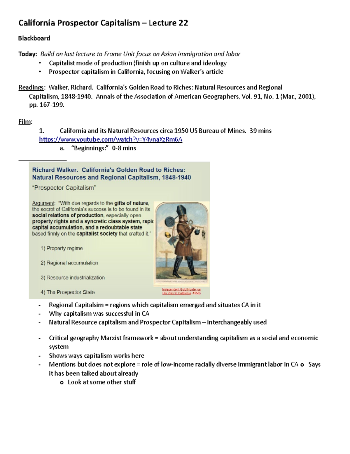 Lecture 22 - CA Prospector Capitalism - California Prospector Capitalism – Lecture 22 Blackboard ...