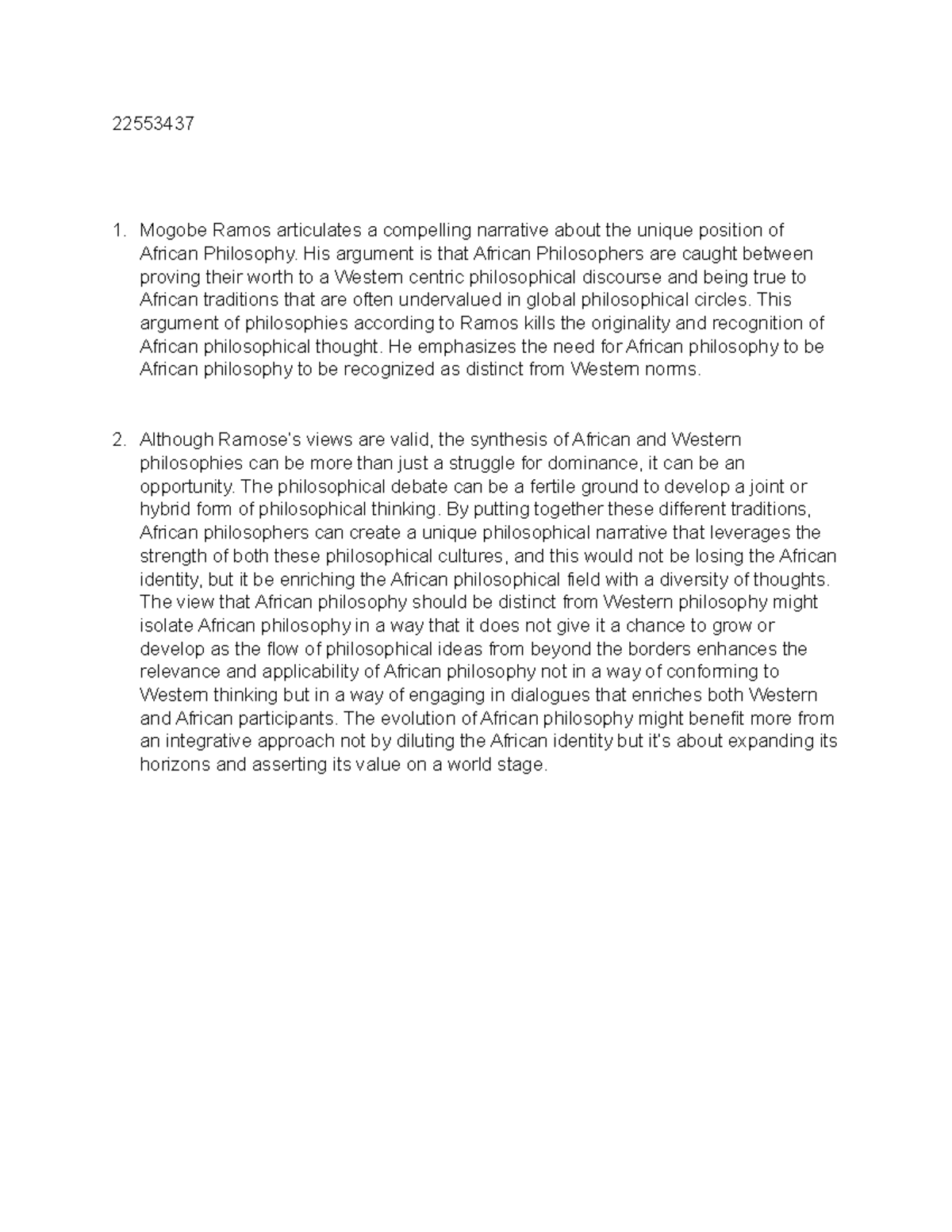 FIL 3 - Weekly philosophy assignments - 22553437 Mogobe Ramos ...