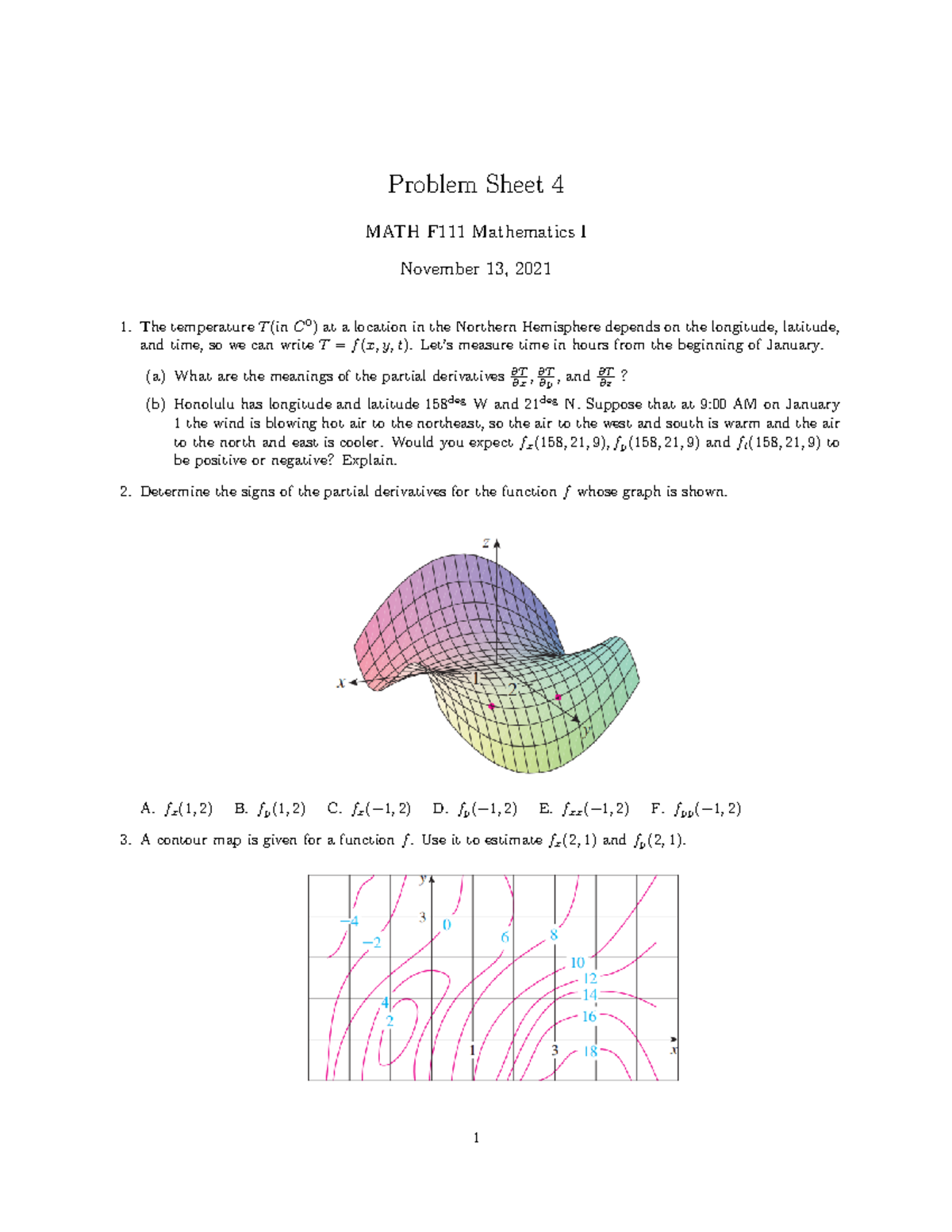 Problem sheet 4 - nice book - Problem Sheet 4 MATH F111 Mathematics I November 13, 2021 The ...