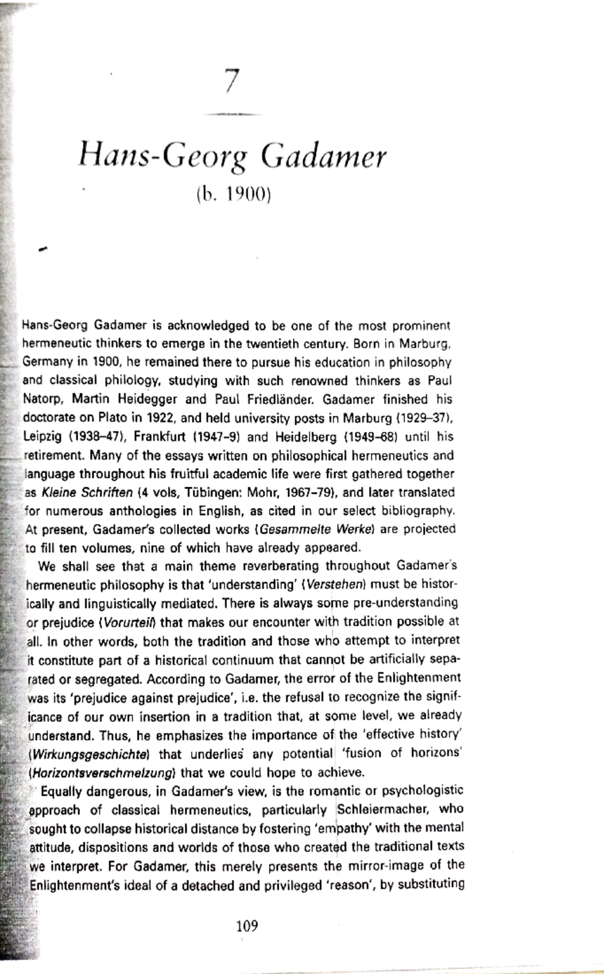 Luce Irigaray and others - 7 Hans-Georg Gadamer (b. 1900) Hans-Georg ...