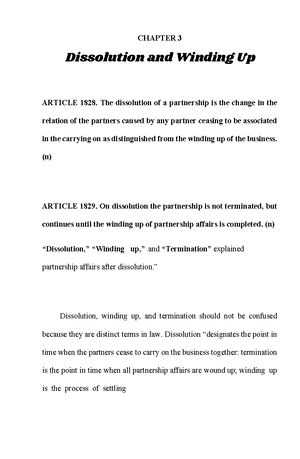 Chapter 3 - Dissolution and Winding Up - CHAPTER 3 Dissolution and Winding Up ARTICLE 1828. The ...