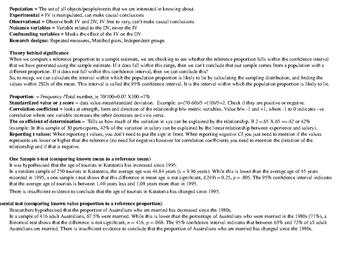 Stats cheat sheet - Summary of all statistical tests with examples to ...