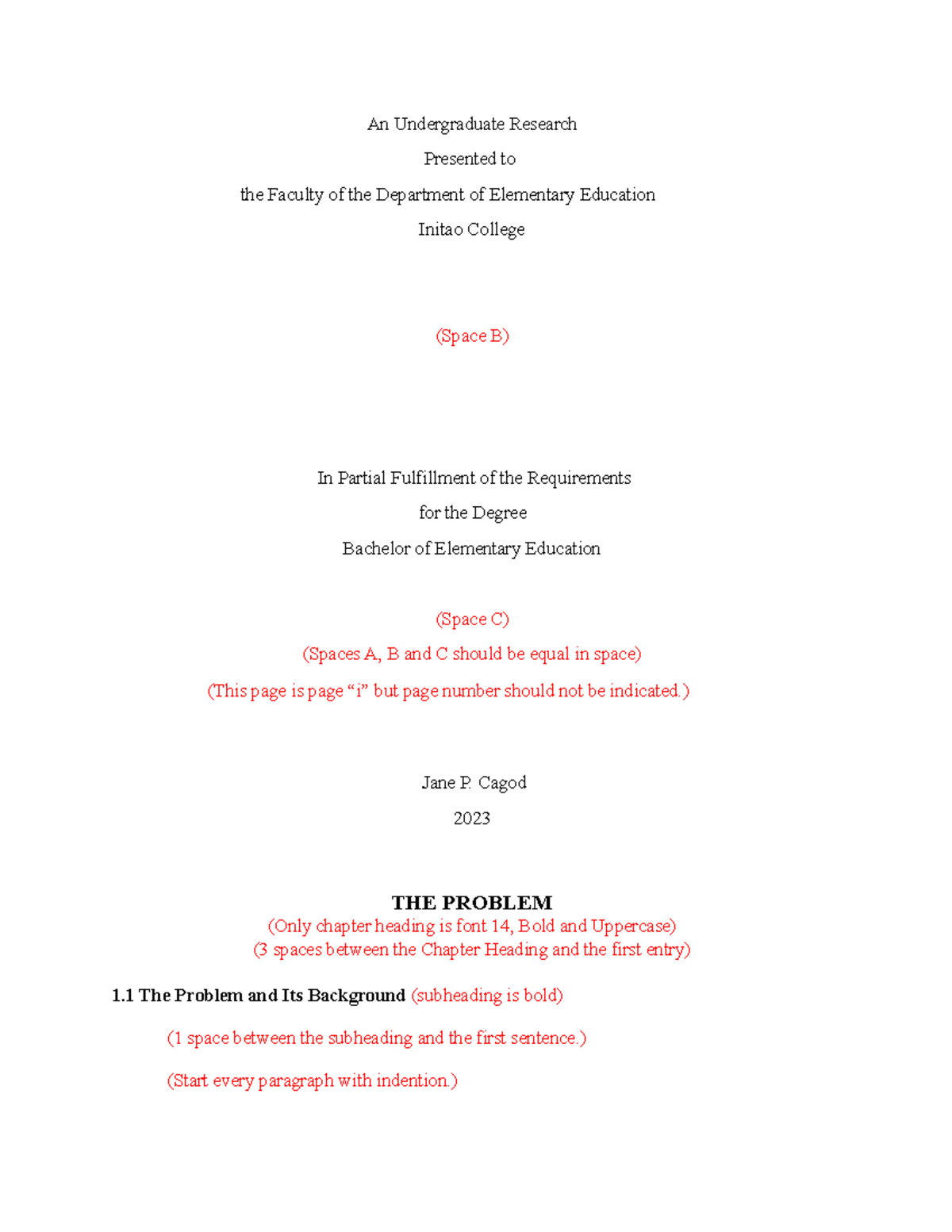 Research-Formating - Research format to follow - An Undergraduate ...